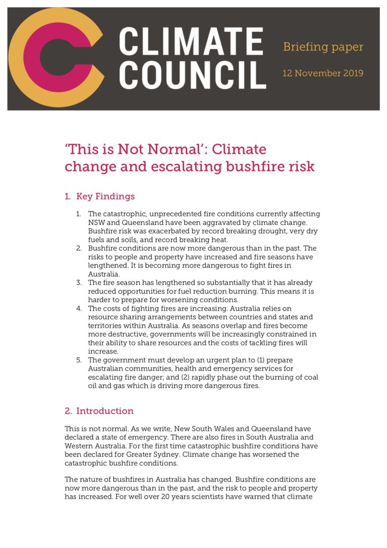 Climate change and escalating bushfire risk | Briefing Paper | Climate ...